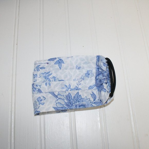 Hand Crafted | Accessories | Handmade Blue Floral Fabric Face Mask With ...